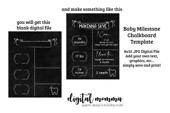 Blank/DIY Chalkboard template Baby Milestone Printable Board | Etsy