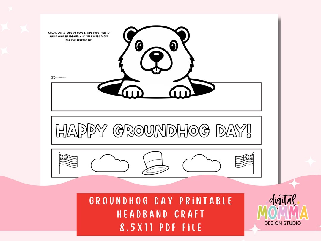 Groundhog Day Printable Headband Craft, Groundhog Crown, Headband ...