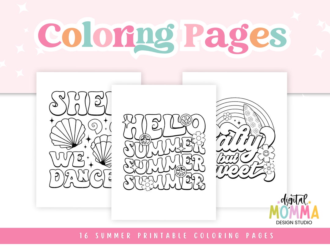 Retro, Groovy Summer, Beach Coloring Pages, PDF Summer Coloring ...