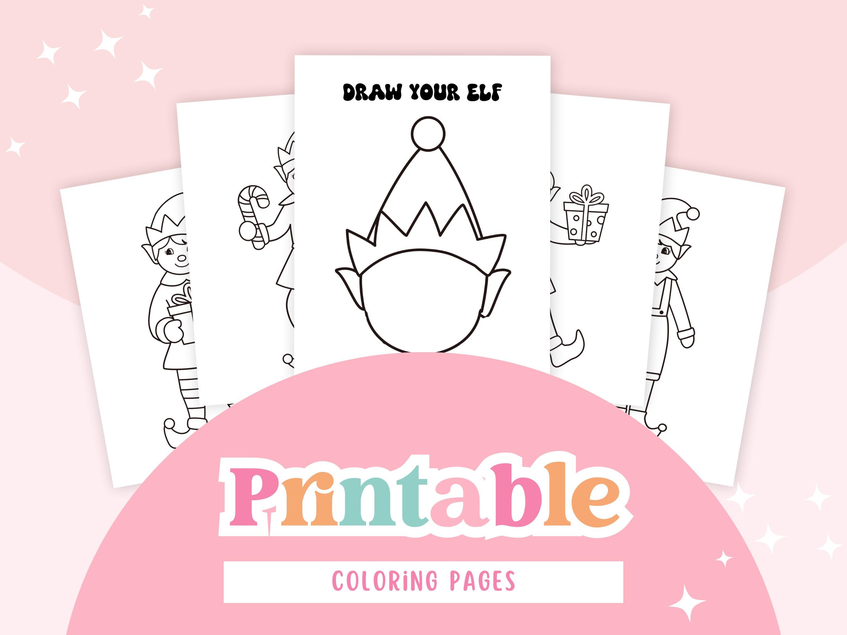 Christmas Elf Coloring Pages, Holiday Activity (digital Download) - Etsy