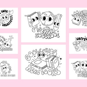 Printable Retro School Coloring Pages. Groovy Back to School Color ...