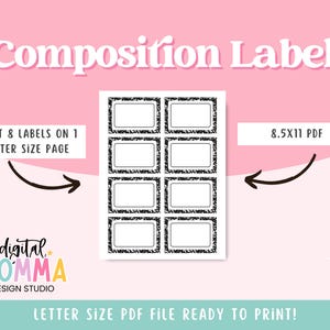 Printable Composition School Labels, Cubby Labels, Back to School ...