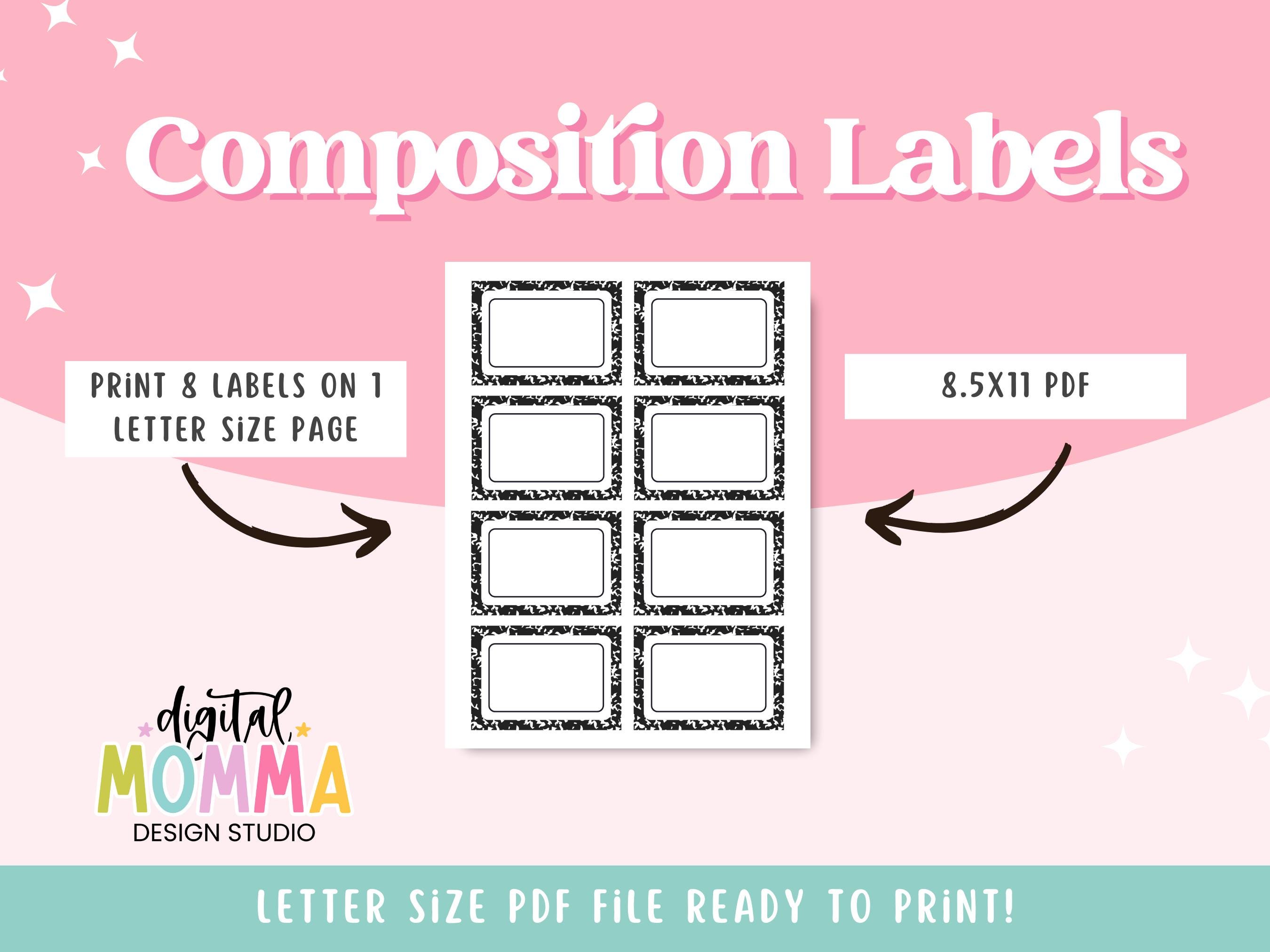 Printable Composition School Labels, Cubby Labels, Back to School ...