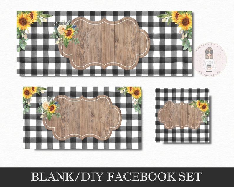 Blank/diy Sunflower Buffalo Plaid Wood Shop Graphics - Etsy