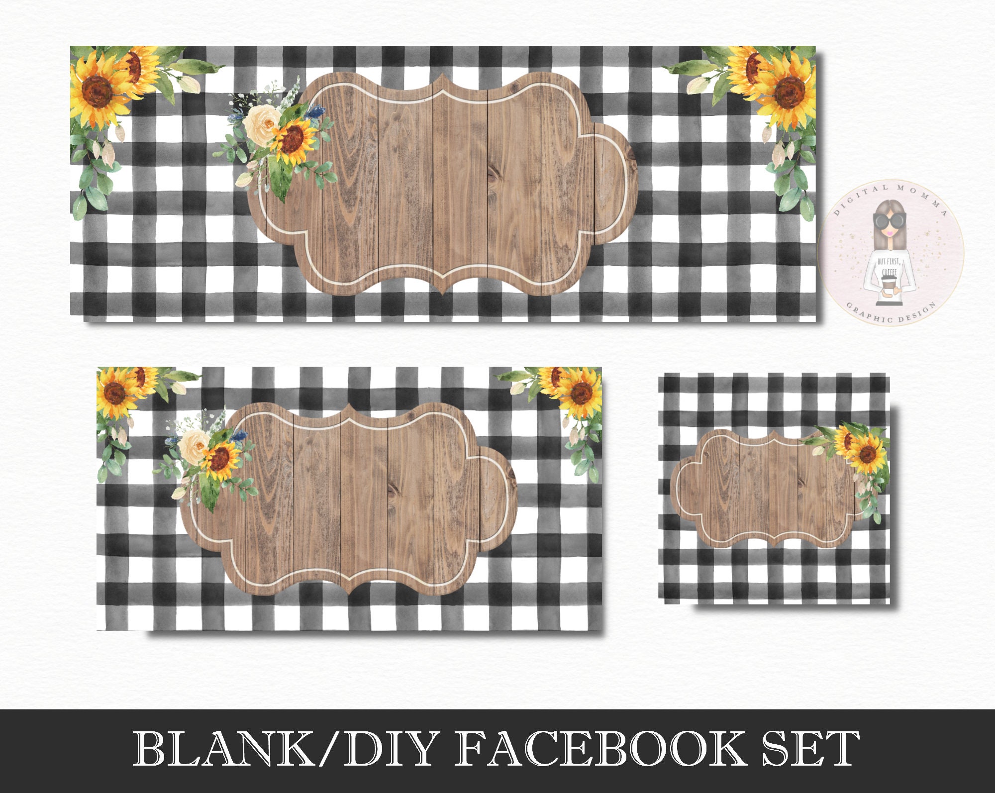 Blank/diy Sunflower Buffalo Plaid Wood Shop Graphics - Etsy