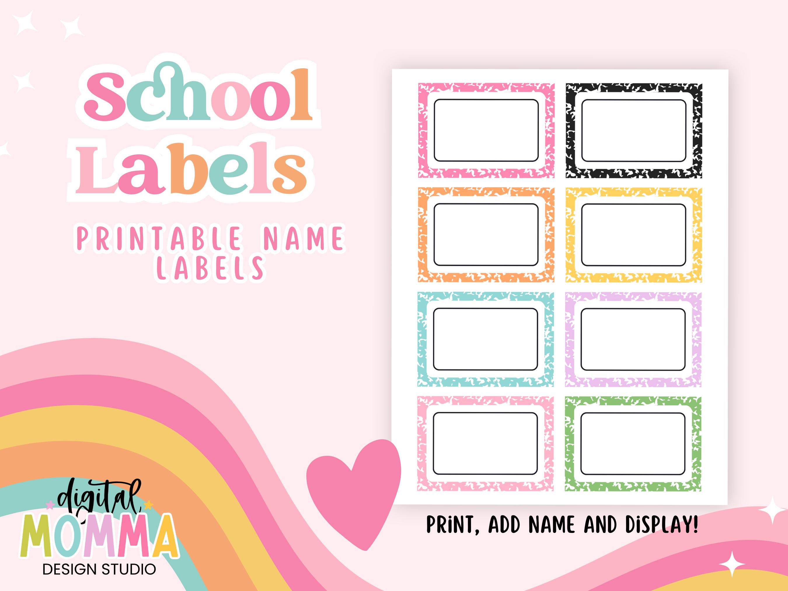 Printable Composition School Labels, Cubby Labels, Back to School ...