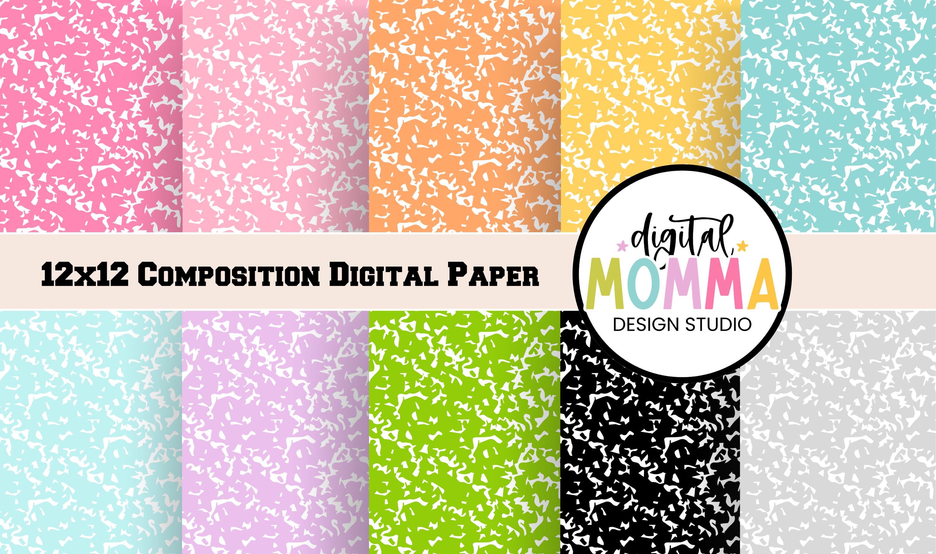 Composition Book Pattern Digital Paper Kit, Back to School Digital ...