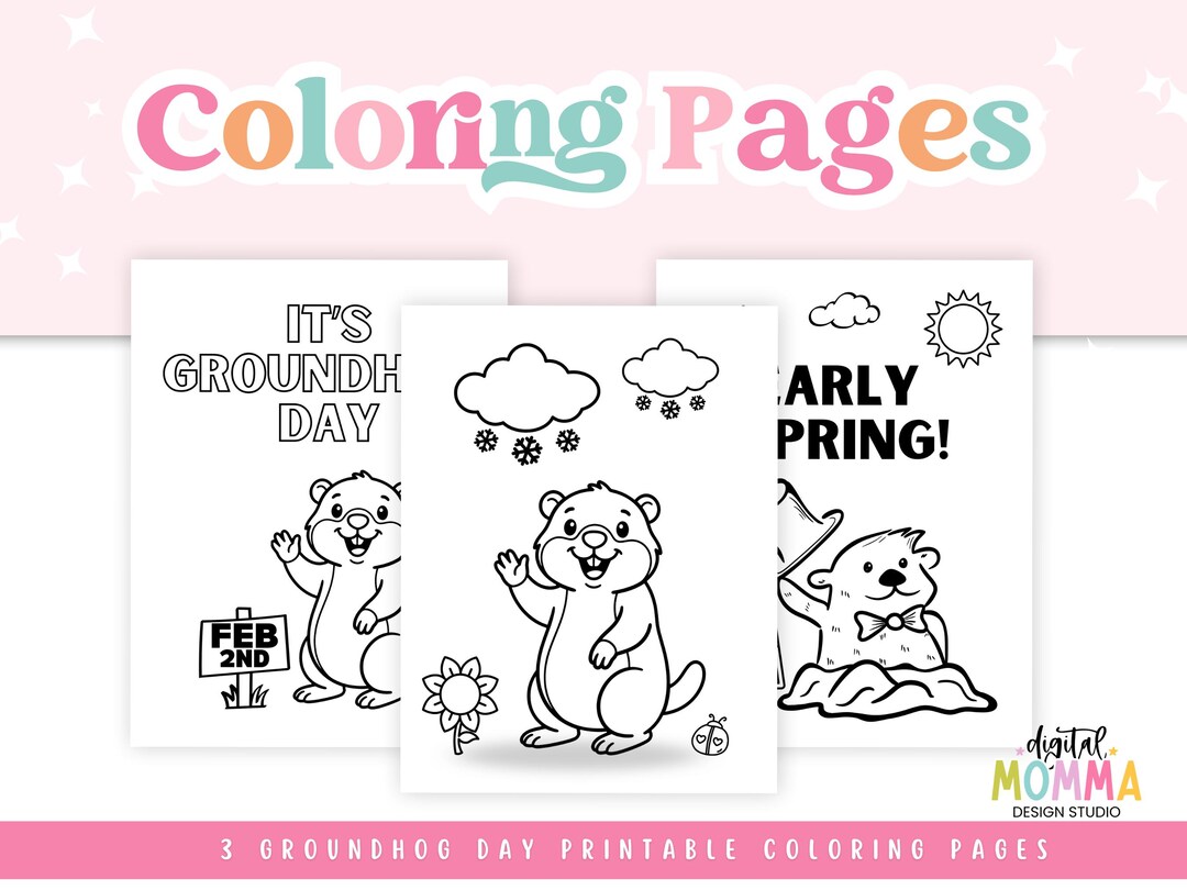 Printable Groundhog Day Coloring Pages, PDF Coloring Sheets, February ...