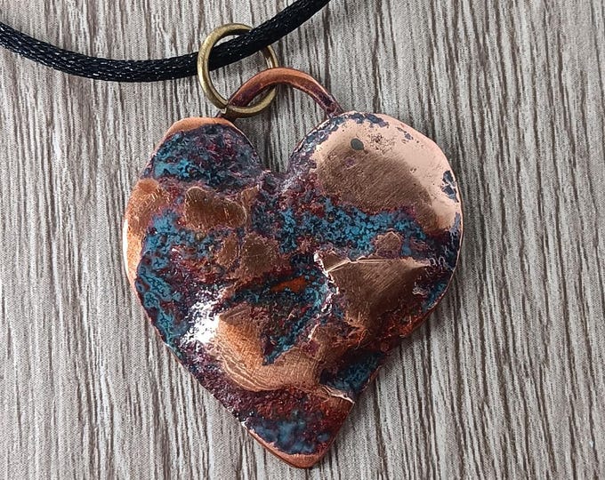 Torch Forged Silver and Copper Enamel Rustic Heart Pendant Necklace - Etsy