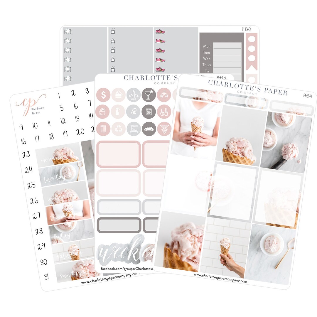 Ice Cream Planner Stickers: Weekly Photo Kit for Erin Condren - Etsy
