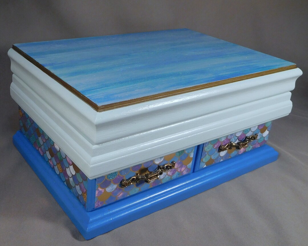 Jewelry Box Coastal Beach Chest Vintage Nautical Ocean Mermaid's ...