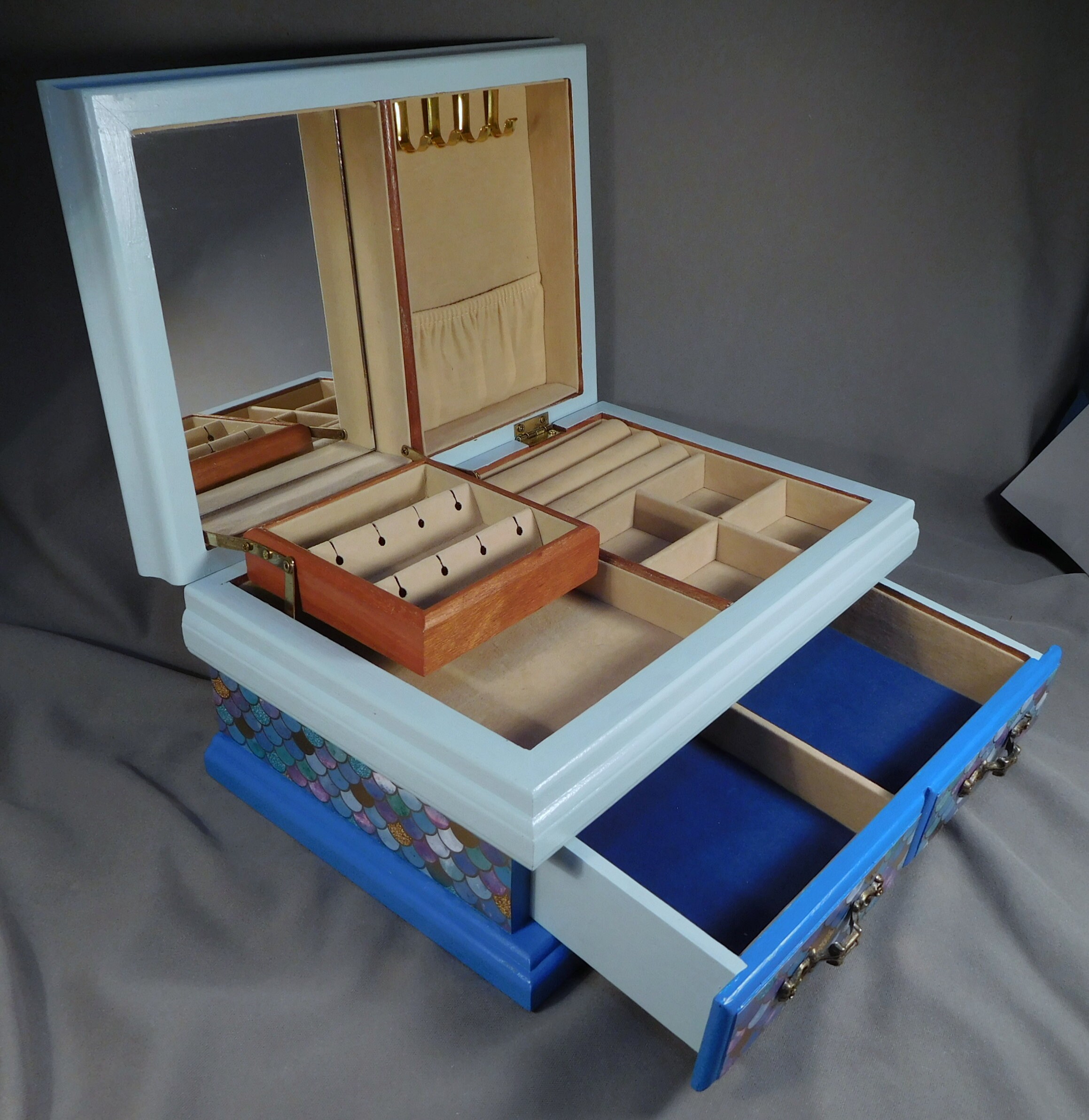 Jewelry Box Coastal Beach Chest Vintage Nautical Ocean Mermaid's ...