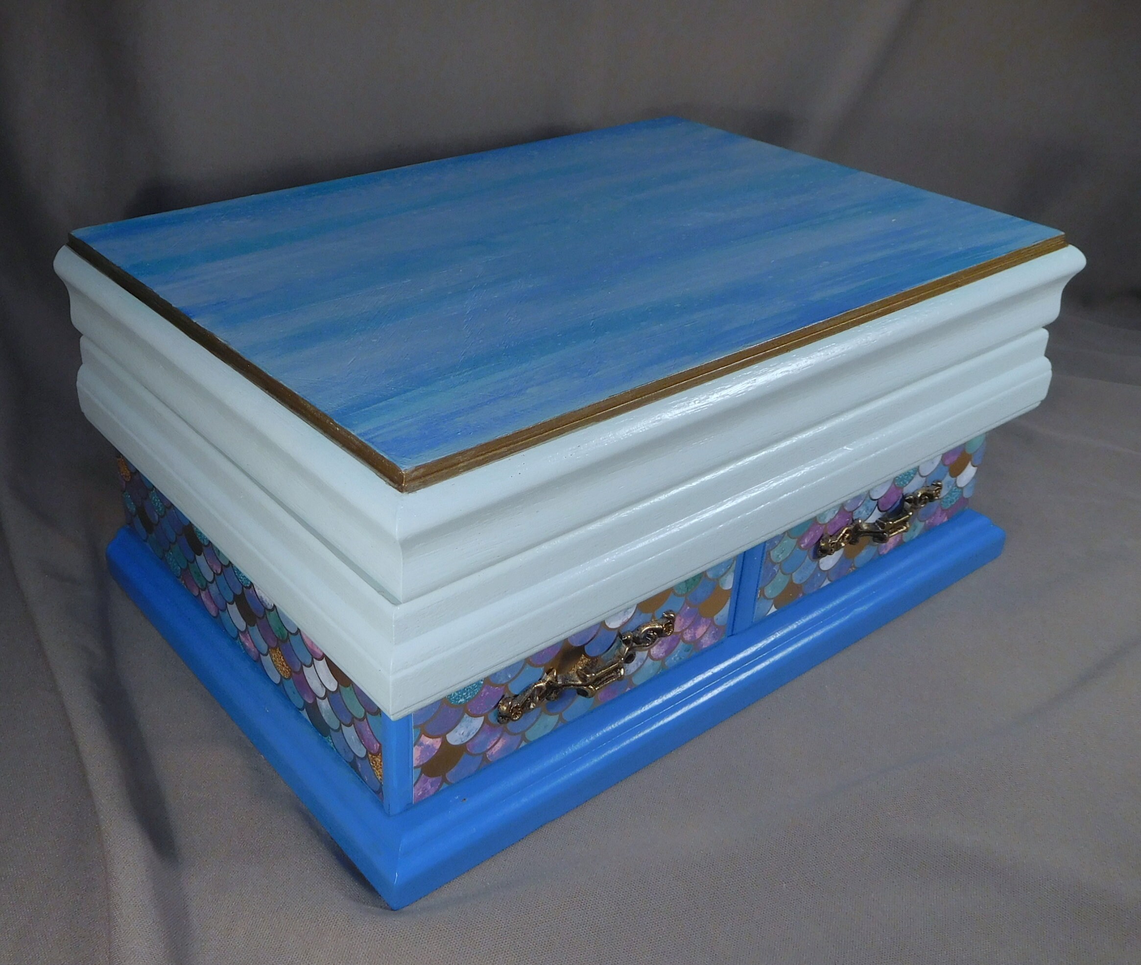 Jewelry Box Coastal Beach Chest Vintage Nautical Ocean Mermaid's ...