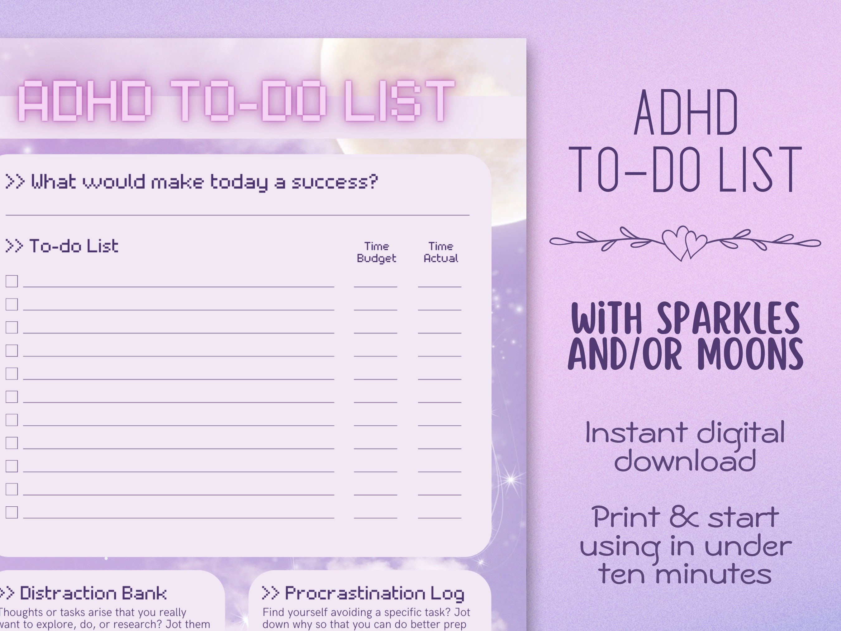 ADHD Printable To-do List Page Daily Planner Sheet Undated With Note ...