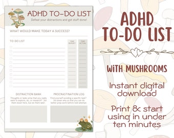 ADHD Printable To-do List Page Daily Planner Sheet Undated - Etsy