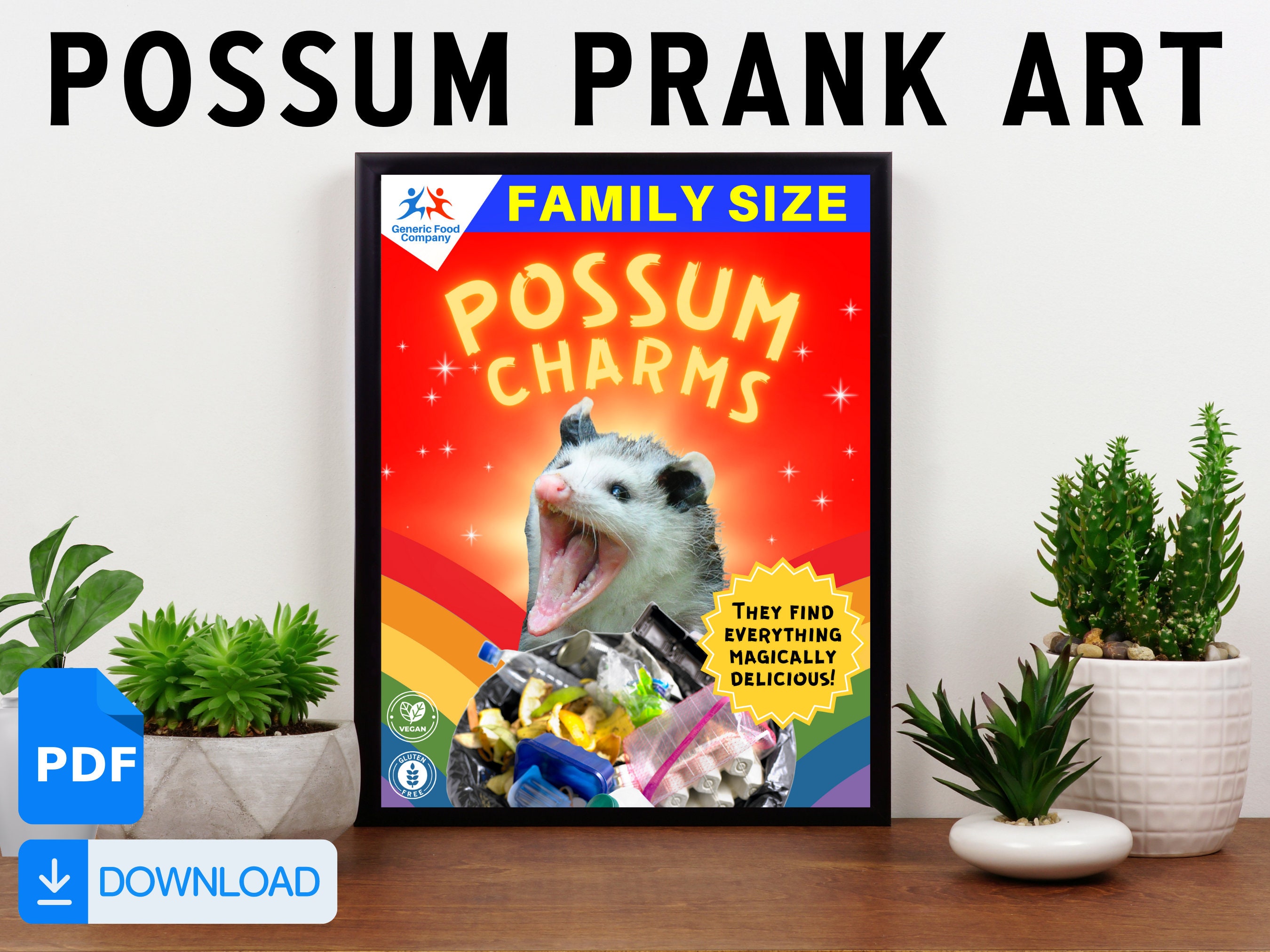 Possum Prank Art | Instant Digital Download Printable Prank Gift for ...