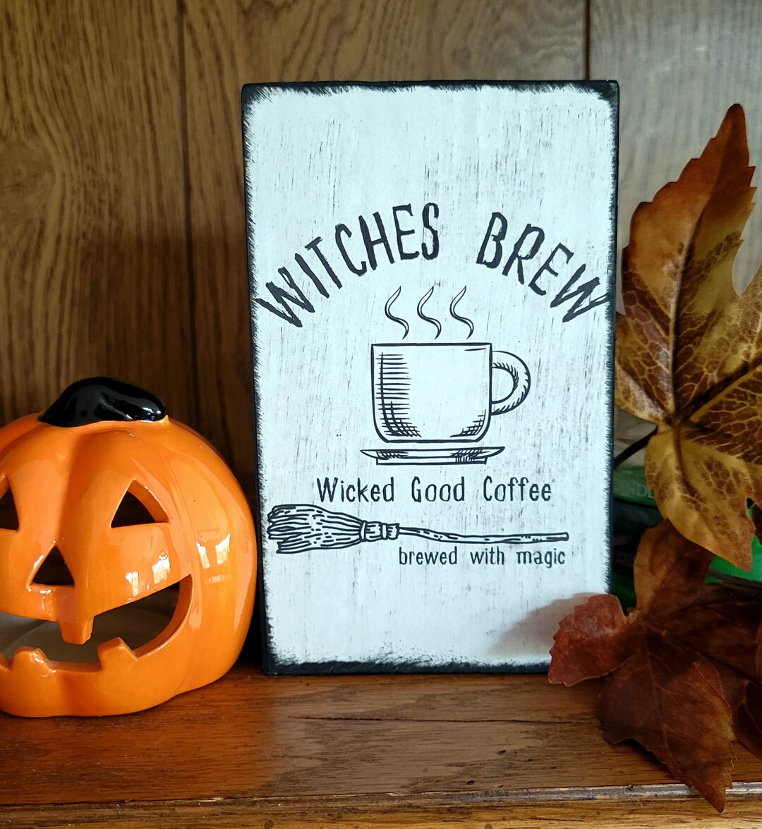 Coffee Bar Halloween Sign Witches Brew Tier Tray Sign - Etsy