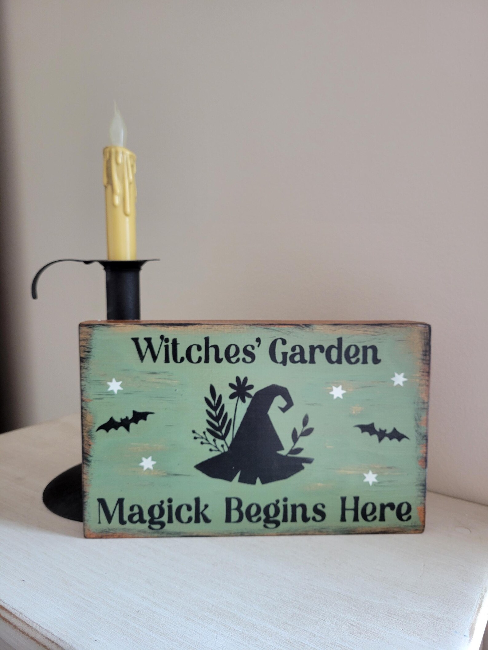 Witches Garden Sign, Primitive Wood Witches Magic Garden Sign, Witch ...