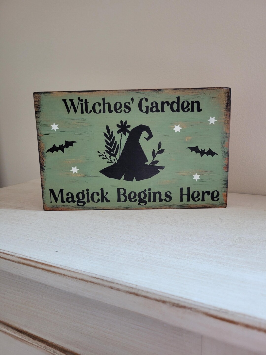 Primitive Green Witch Magic Garden Sign - Etsy
