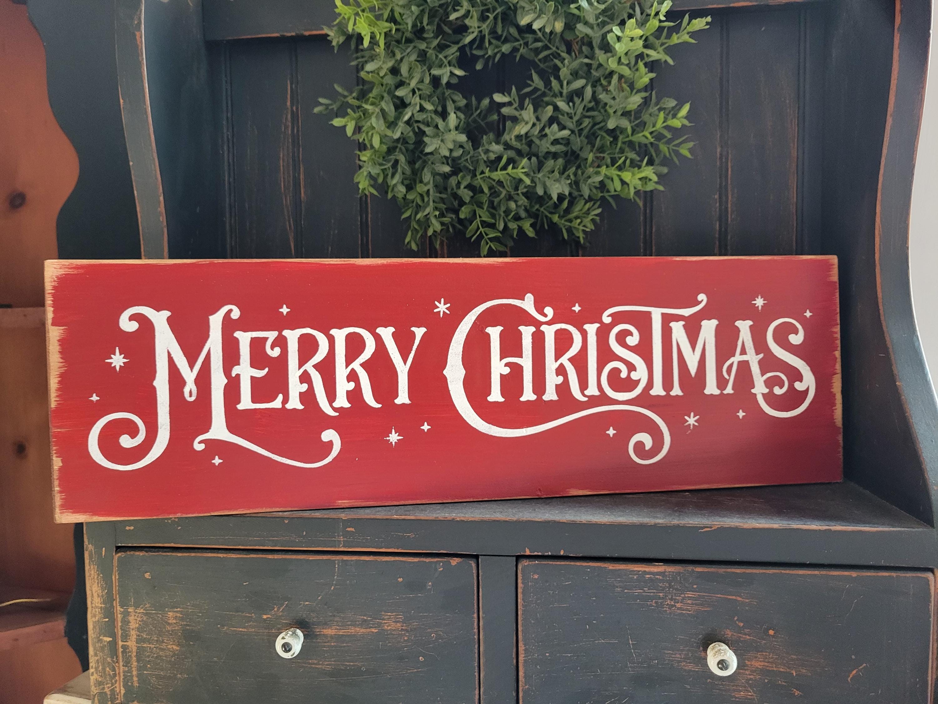 Primitive Merry Christmas Sign - Etsy