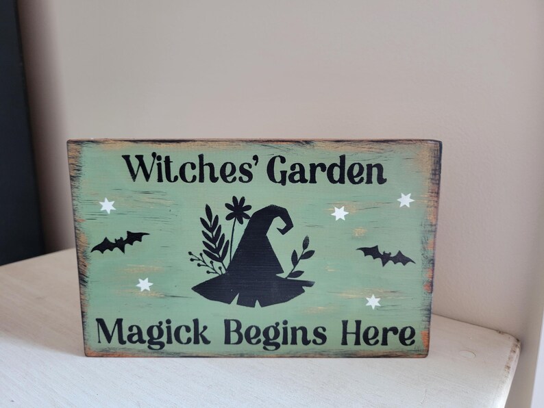 Primitive Green Witch Magic Garden Sign - Etsy
