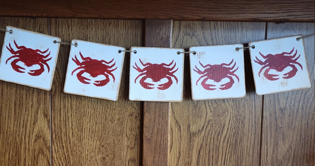 Crab Garland, Blue Crab Decor, Beach House Decor, Fireplace, Decor ...