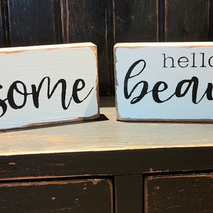Hi Handsome Hello Beautiful Wood Signs Bedroom Bathroom Signs - Etsy