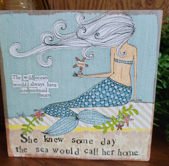 Mermaid Wood Sign Mermaid Beach House Decor Mermaid Tier - Etsy