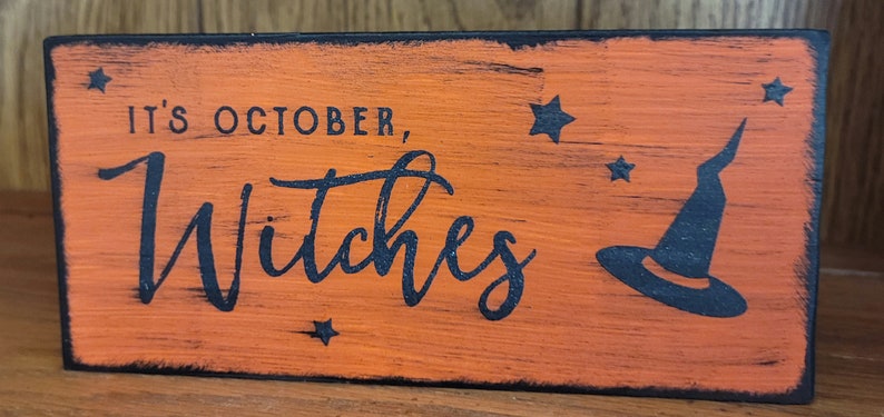 It's October Witches Tier Tray Sign Halloween Mini Sign - Etsy
