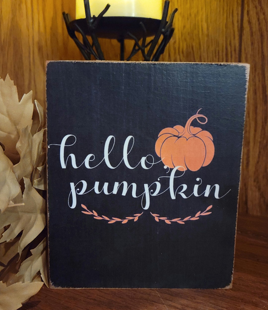 Hello Pumpkin Fall Sign, Pumpkin Decor, Fall and Halloween Tier Tray ...