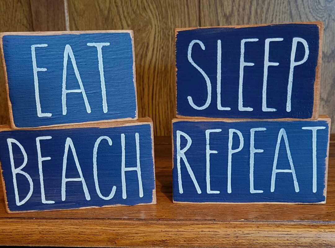 Eat Sleep Beach Repeat, Beach Signs, Coastal Nautical Decor, Beach ...