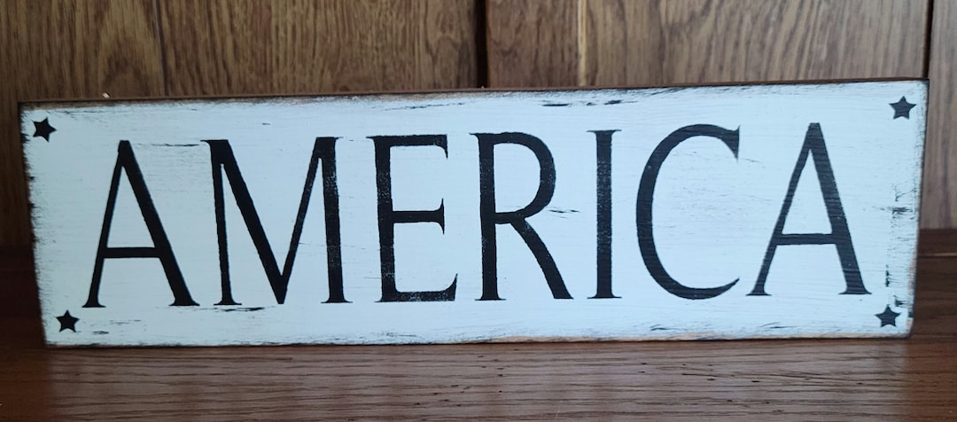 America Wood Sign, Neutral America Sign, Patriotic Sign Decor - Etsy