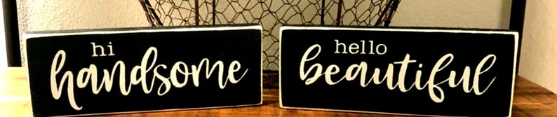 Hi Handsome Hello Beautiful Wood Signs Bedroom Bathroom Signs | Etsy