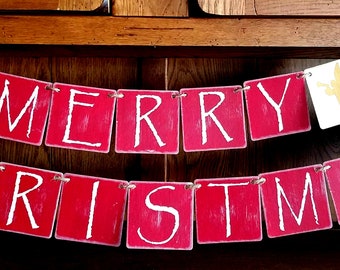 Merry Christmas Banner / Garland Individually Hand Made in 100% Cotton ...
