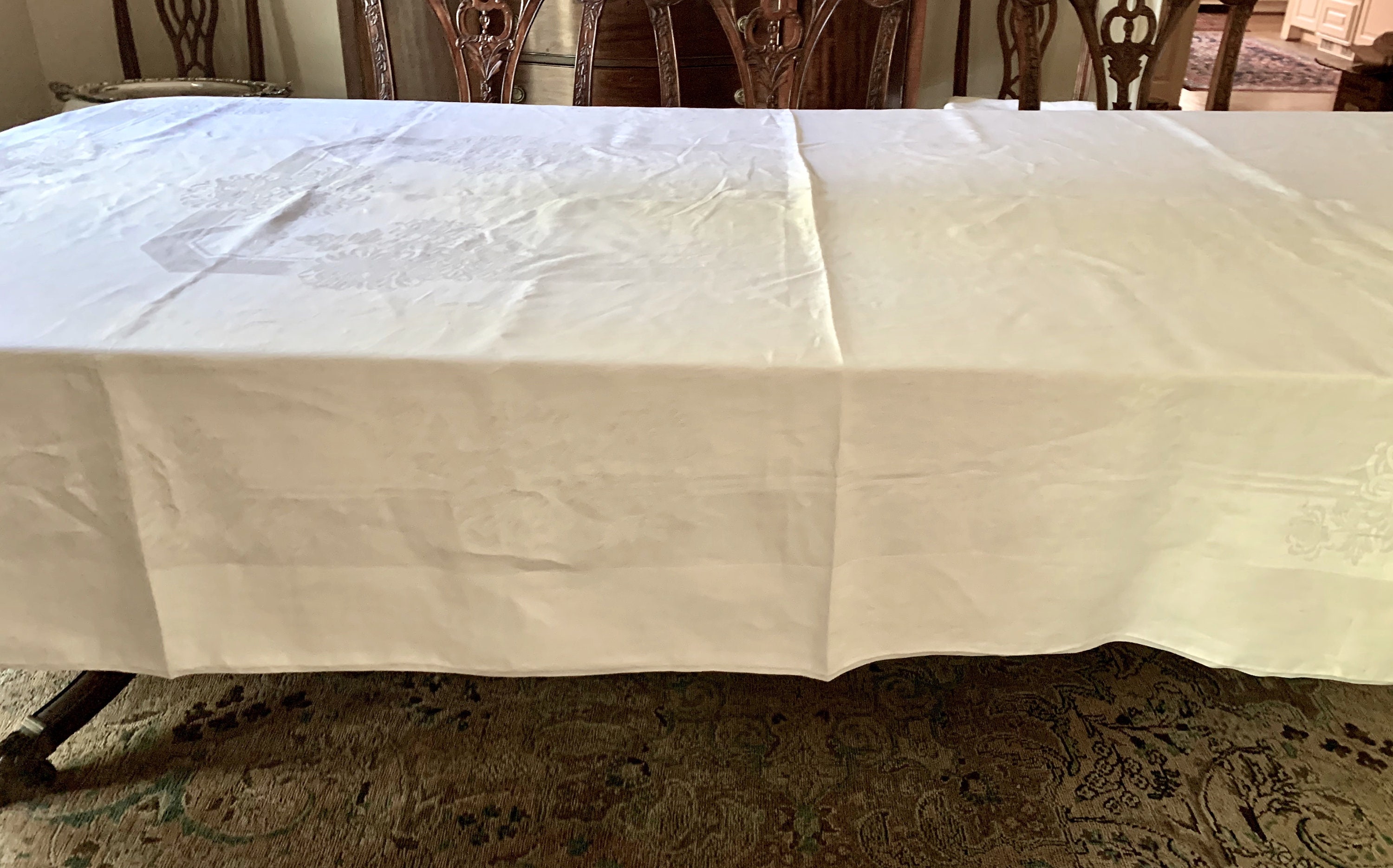 White Damask Tablecloth