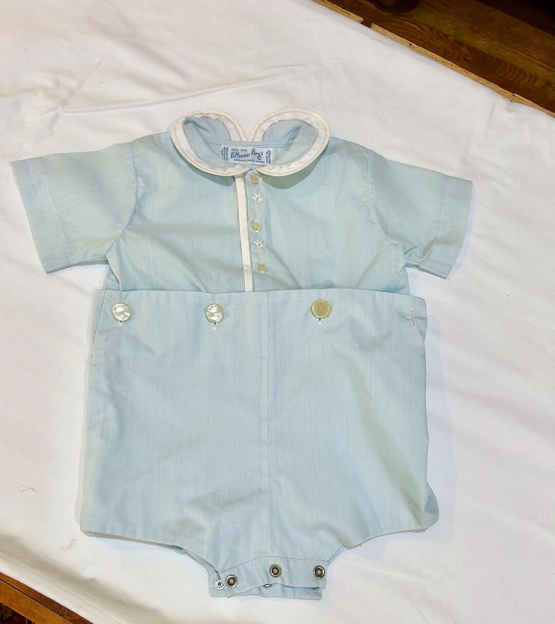 Feltman Brothers Bobby Suit, Vintage Hand Embroidered Infant Boy's Blue ...