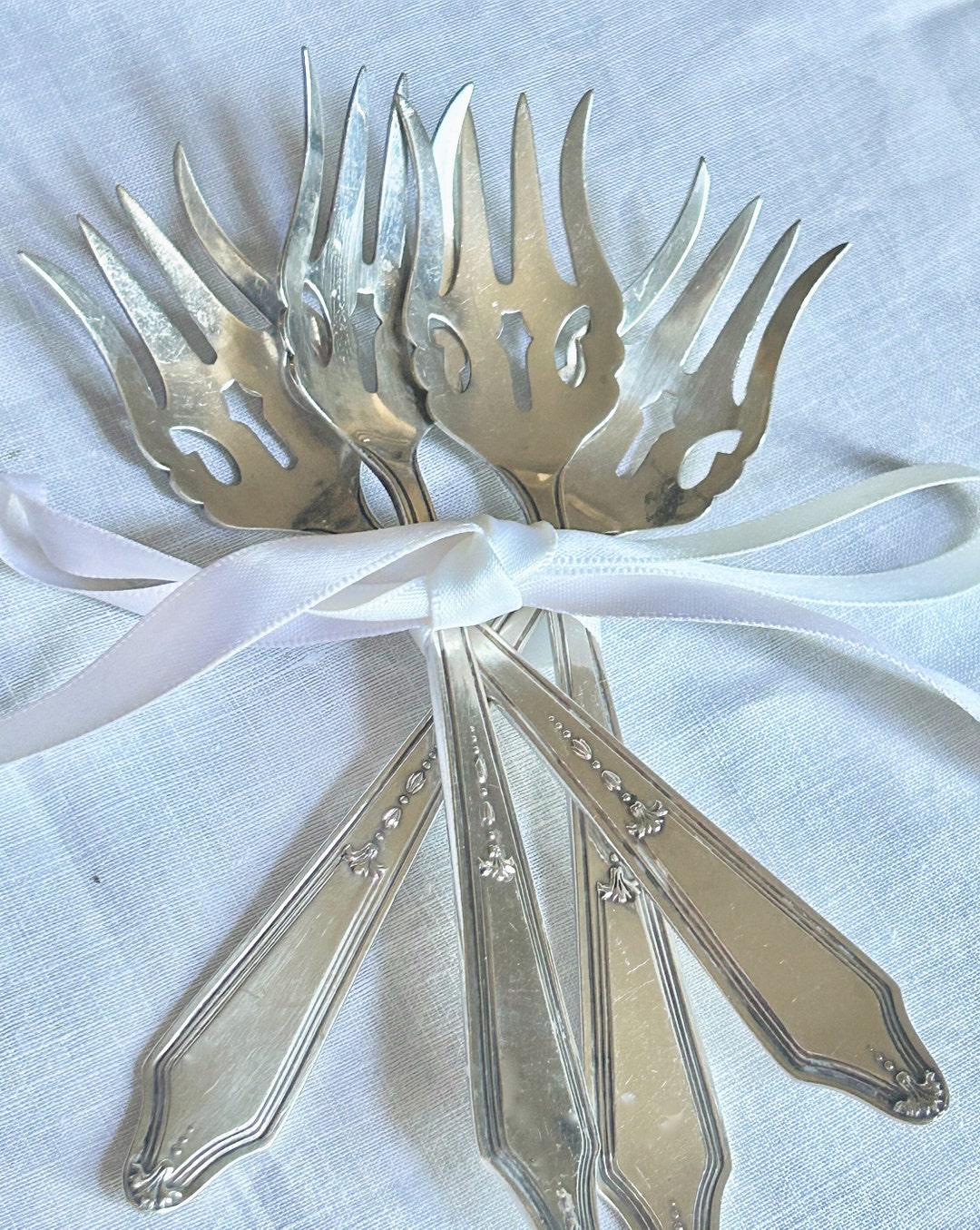 Sterling Silver Pastry Forks, Set of 4 SSMC Sterling Ice Cream Forks ...