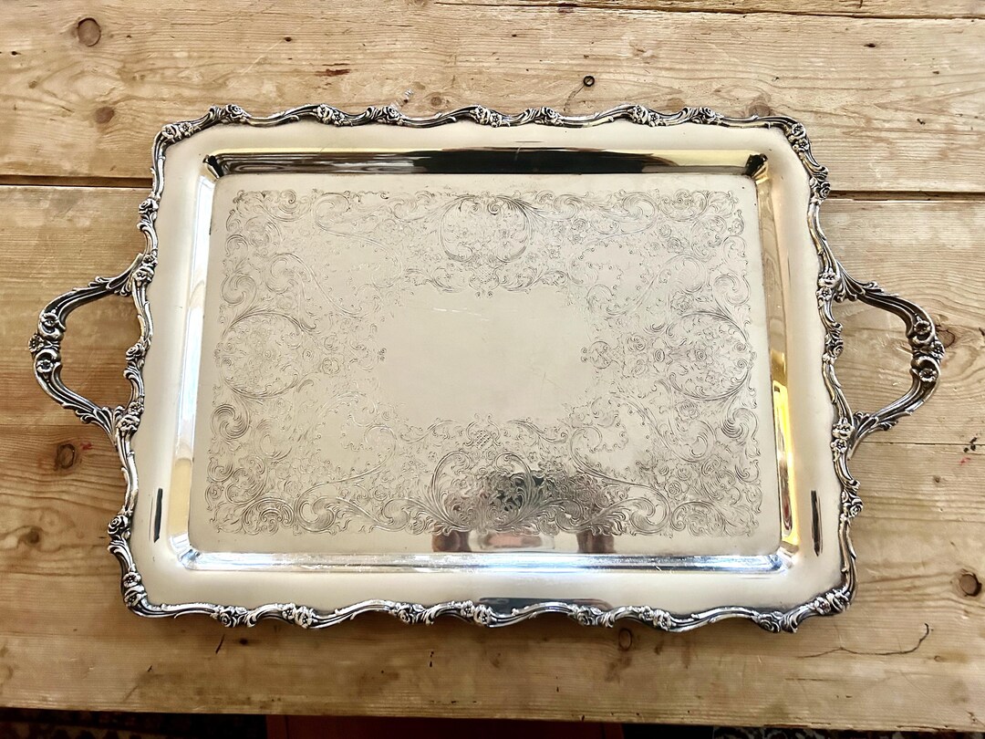 Silver Butler's Tray, Webster Wilcox Flat Waiter's Tray, Large Silver ...