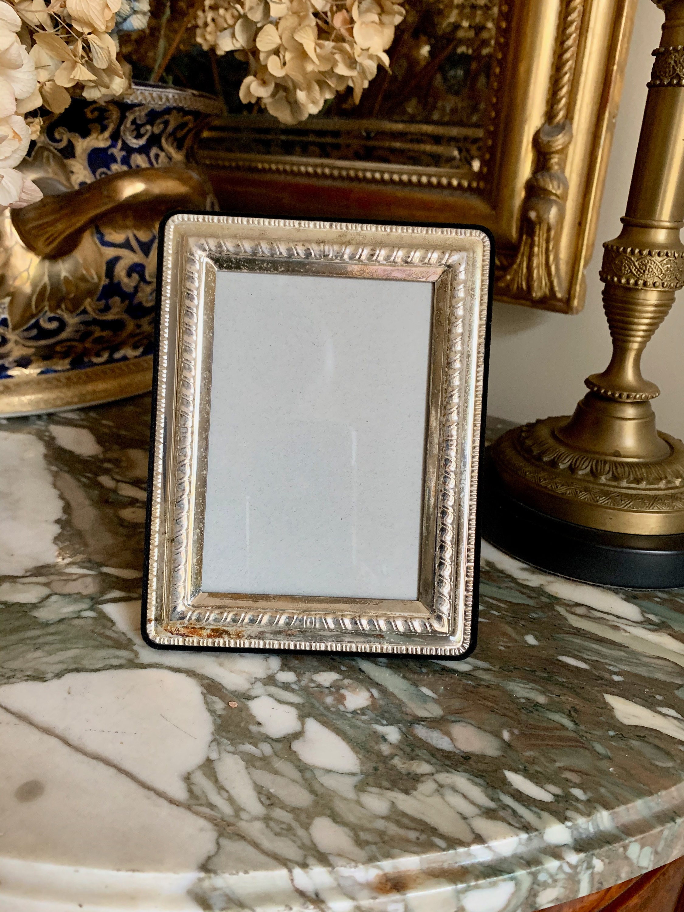 Silver Photo Frame Vintage 3 X 5 Picture Frame Black Velveteen