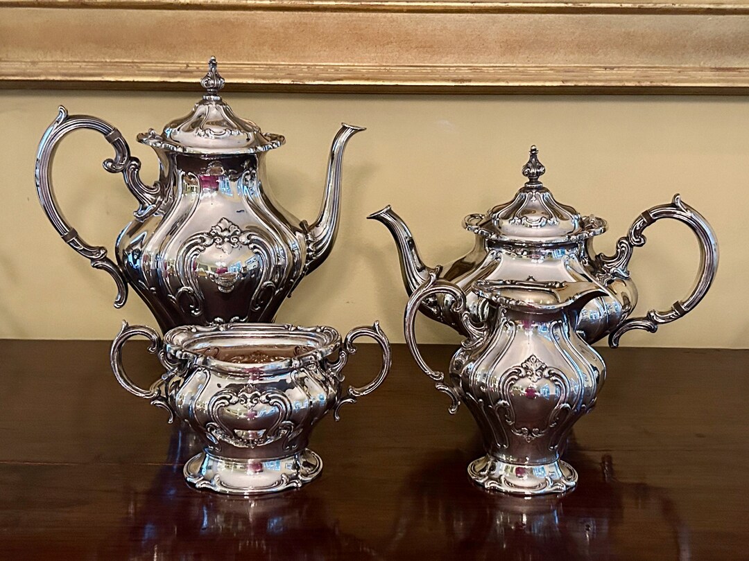 Chantilly Silver Service Set, Vintage Gorham Four Piece Silver Plate ...