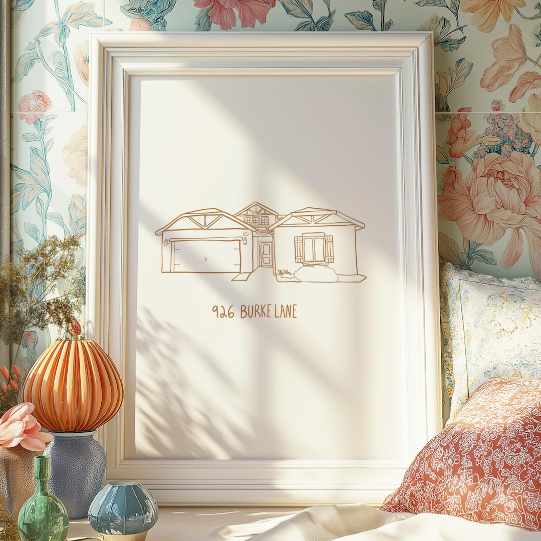 Custom Drawn Home Drawing - Simple Line Illustration Personalized Gift ...