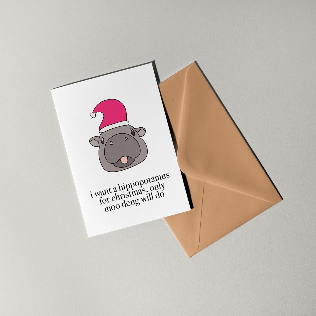 Moo Deng Christmas Card by Eastern Trend Collective. Greeting Card. Moo ...