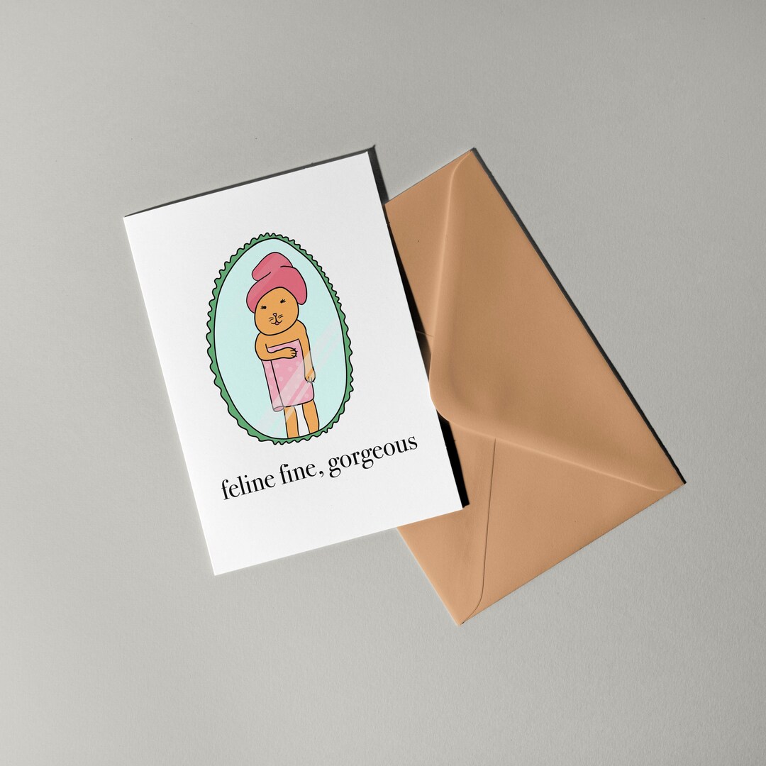 Feline Fine Card by Eastern Trend Collective. Greeting Card. Cute Card ...