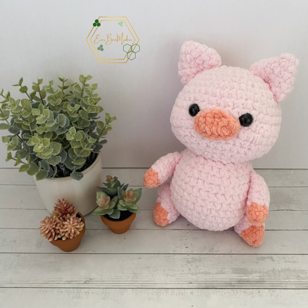 Piggy Plush - Chunky Pig Stuffed Animal - Amigurumi Pig - Chonky Pig ...