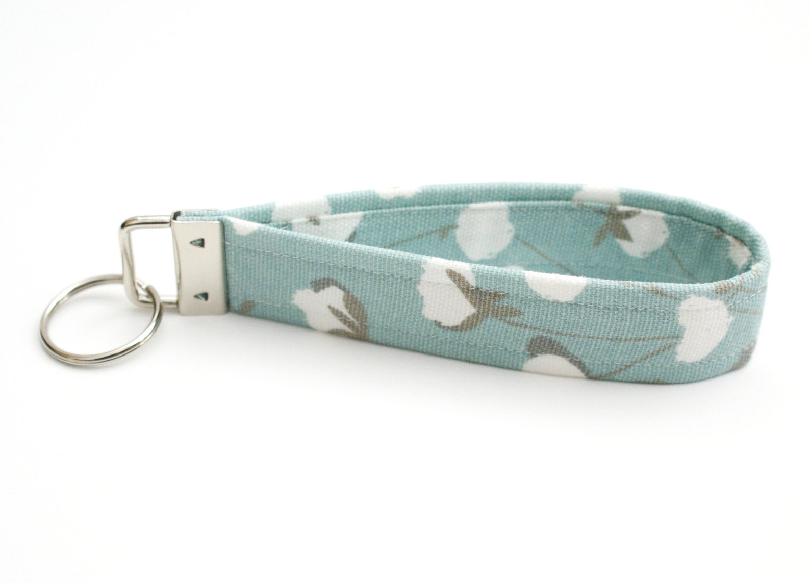 Light Blue Key Fob With Optional Tassel Cotton Boll Pattern | Etsy