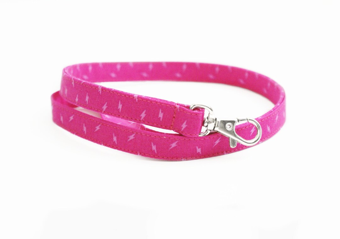 Bright Pink Fabric Lanyard - Lightning Bolts - 1/2 Inch Wide - 15.5-19. ...