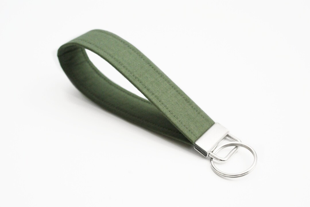 Olive Green Keychain Wristlet - Fabric Key Fob - 5 Inch Key Ring ...
