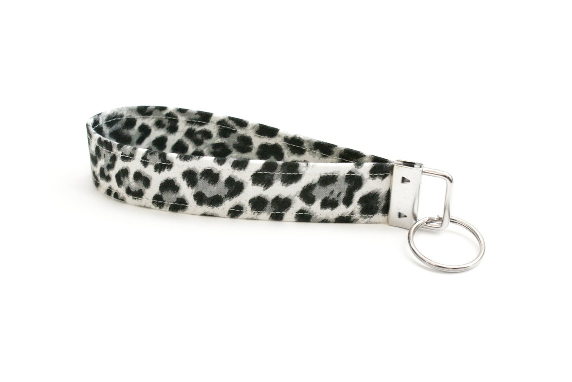 Keychain for Women Snow Leopard Print Fabric Key Fob 5 | Etsy