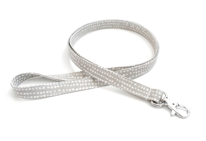 Taupe Fabric Lanyard Polka Dot Lanyard Cute Long Key | Etsy