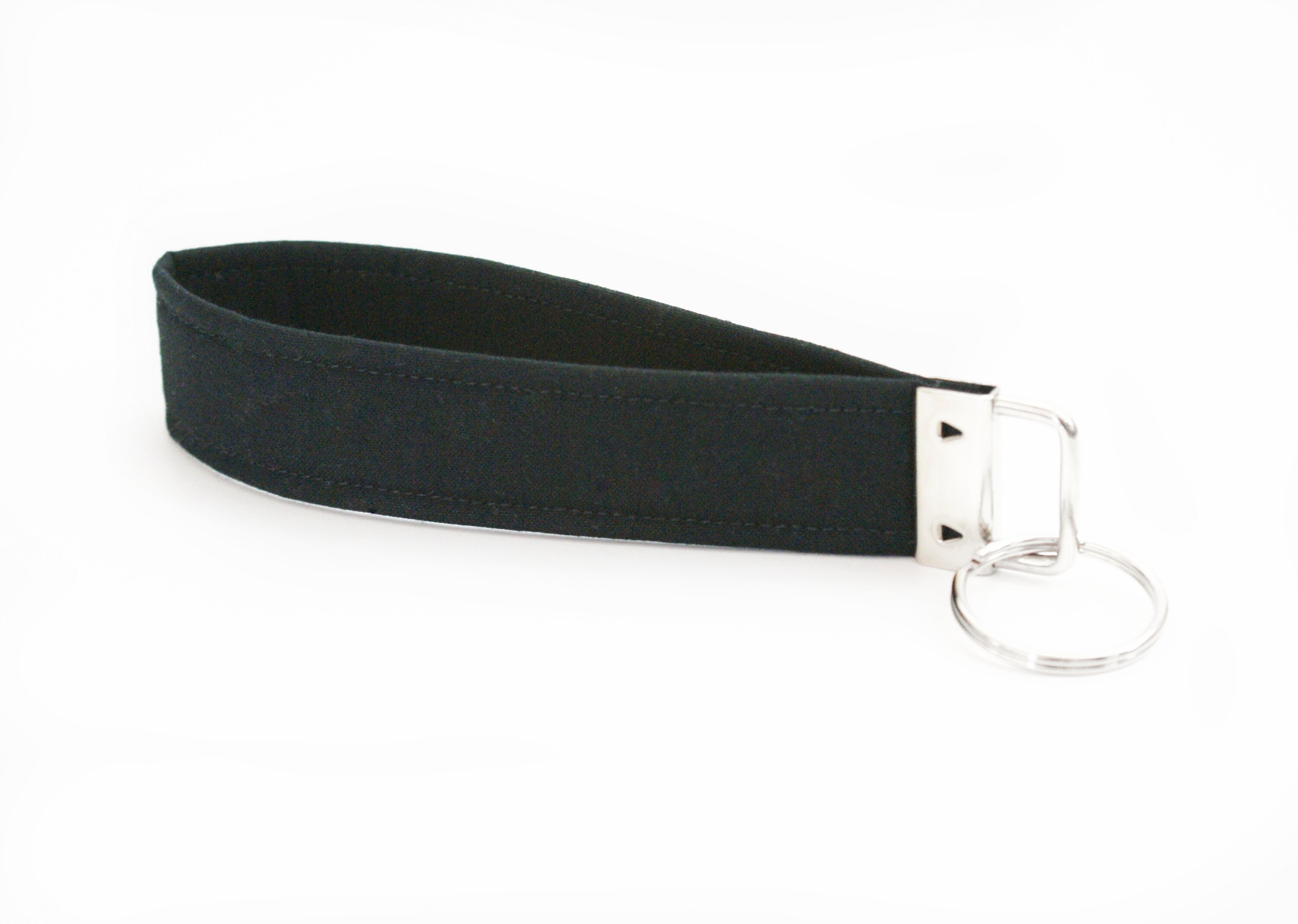 Black Keychain Wristlet - Fabric Key Fob - 5 Inch Key Ring - Short Key ...